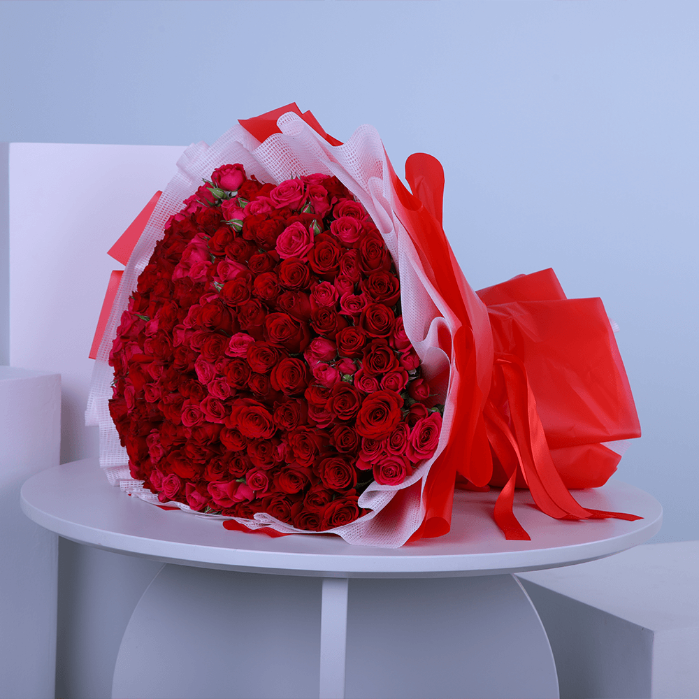 100 roses bouquet- Valentines Flower Bouquet - Order now June Flowers